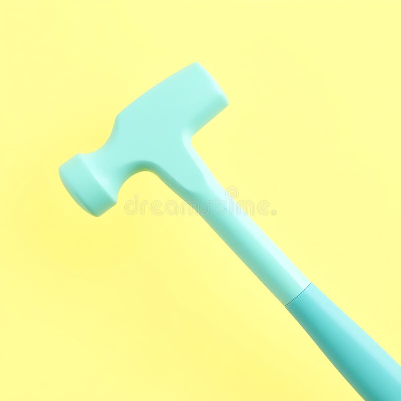 A Sleek Pastel Teal Reflex Hammer with a Rounded Head on a Light Yellow ...