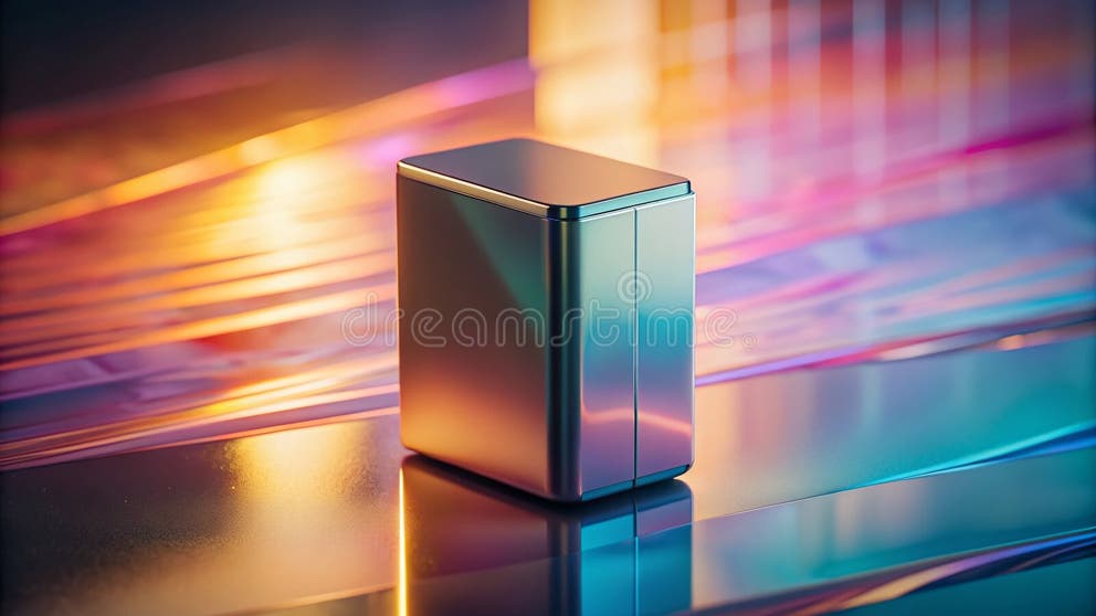 Sleek PastelColored External Hard Drive on a Glass Surface a Modern ...