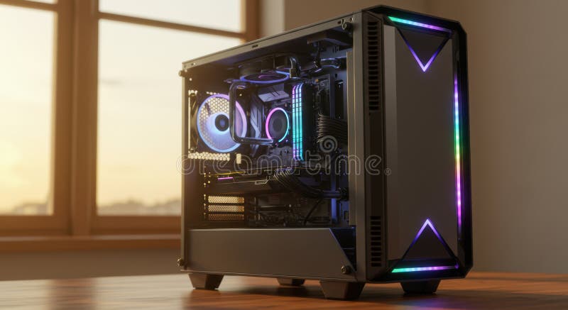 Sleek PC Setup for Productivity Stock Illustration - Illustration of ...