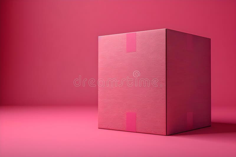 Sleek Pink Cardboard Box on Vibrant Background, Ready for Shipping ...