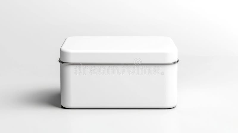 Minimalist White Metal Container Boasting Matte Surface. Versatile ...