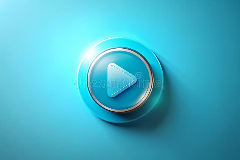 Sleek Play Button on a Minimalist Blue Background a Modern Abstract ...