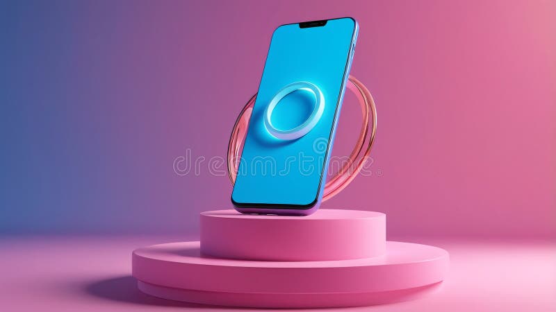 Sleek Podium Stand with Empty Android Phone Display Stock Illustration ...