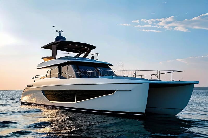 A Sleek Power Catamaran with Twin Hull New Beautiful Stock Illustration ...