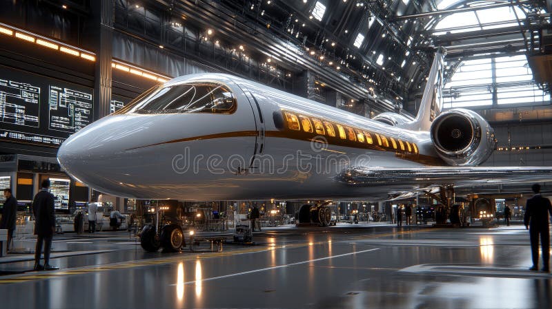 A Sleek Private Jet in a Modern Hangar Represents Luxury Aviation ...