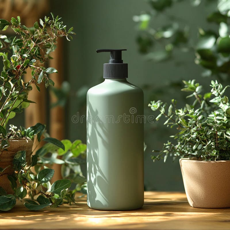 Green Shampoo or Soap or Conditioner Bottle Mockup (0.5ml or 1L) on ...