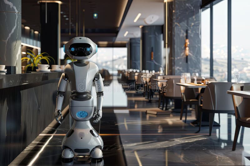 A Sleek and Professional Restaurant Features an AI-powered Robot ...