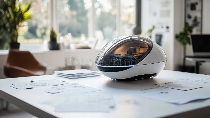 Sleek Prototype of a Gadget Displaying Technical Schematics in a Modern ...