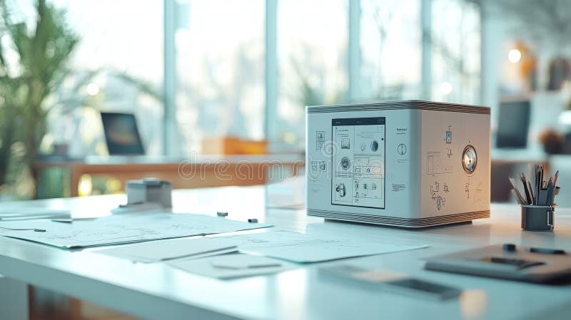 A Sleek Prototype of a Gadget on a Clean White Table, Surrounded by ...