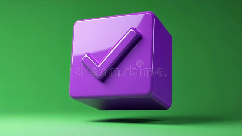 A Sleek Purple Square Icon with a Black Checkmark Inside Stock Footage ...