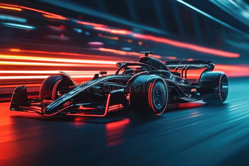 A Sleek Racing Car in Motion with Dynamic Lighting Effects Stock ...