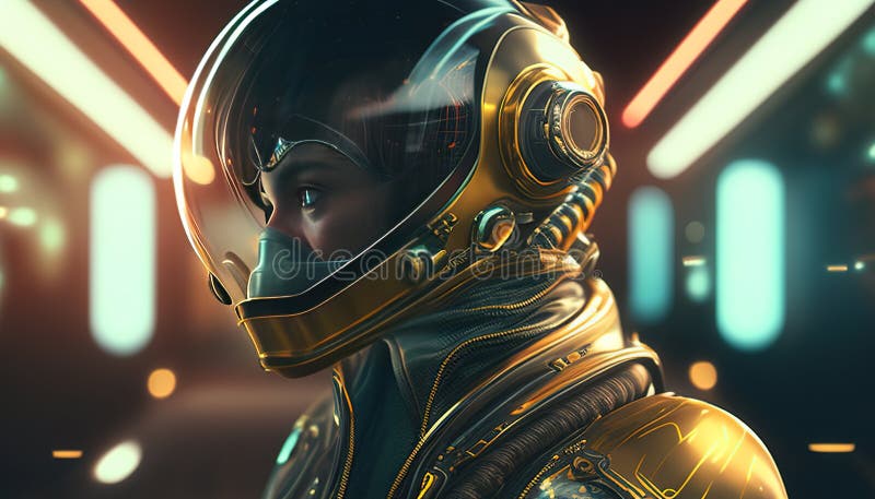 Sleek Raypunk Scape Explorer Digital Art Illustration, Generative AI ...