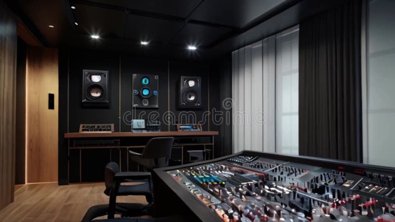 Sleek Recording Studio Interior with Digital Mic and Headphone Stock ...