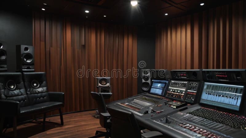 Sleek Recording Studio Interior with Digital Mic and Headphone Stock ...