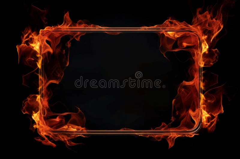 Sleek Rectangle Fire Frame Simple. Generate Ai Stock Photo - Image of ...