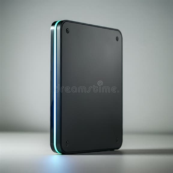 A Sleek, Rectangular Black External Hard Drive Stands Vertically on a ...