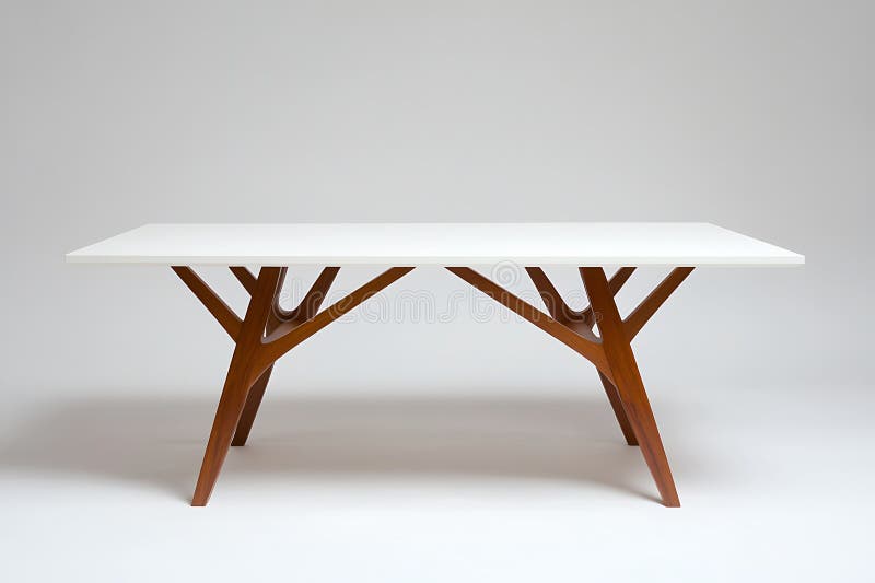 Modern White Rectangular Dining Table with Unique Wooden Legs ...