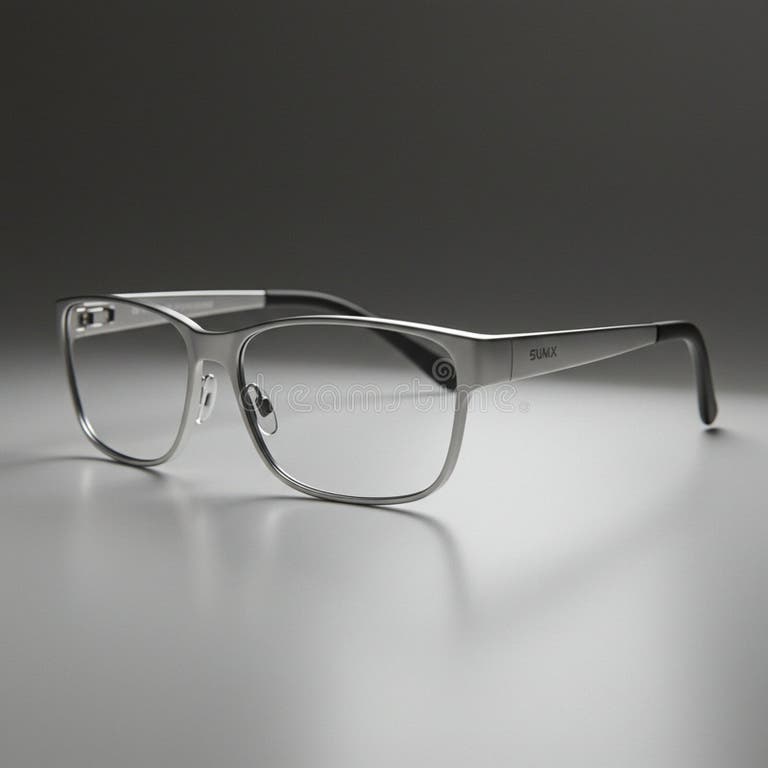 Sleek, Rectangular Eyeglasses with Silver Metallic Frames and ...