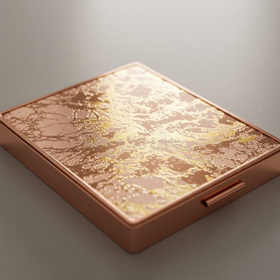 A Sleek, Rectangular Metal Compact Case Displays a Bronzed Surface ...