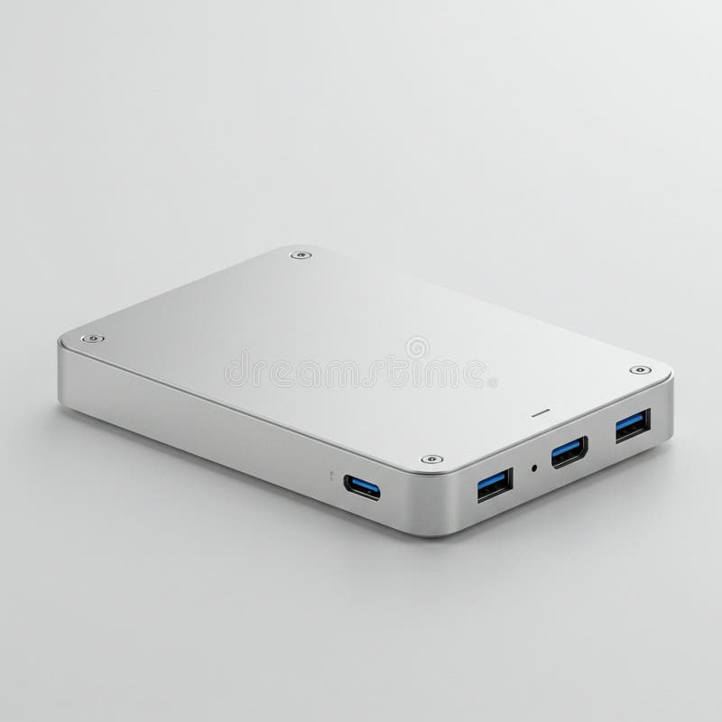 A Sleek, Rectangular Metal Device with a Brushed Silver Finish ...