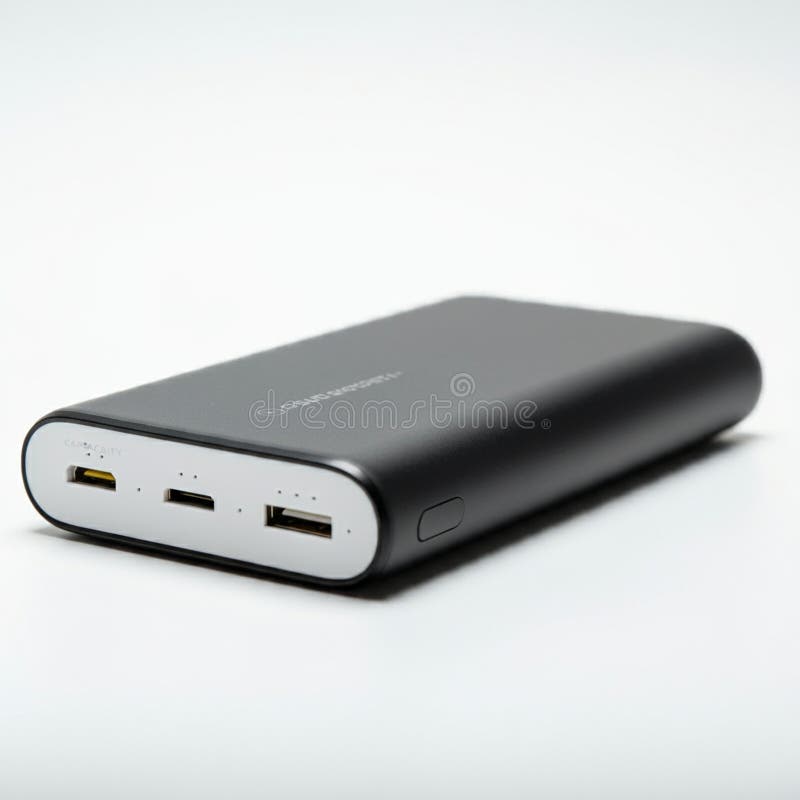 A Sleek, Rectangular Power Bank with a Matte Black Finish, Featuring ...