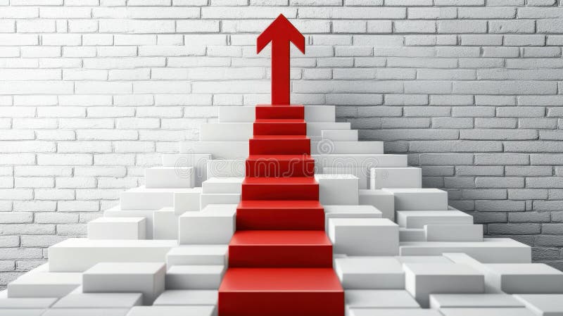 A Sleek Red Arrow Rising Over White Blocks on a Clean Background ...