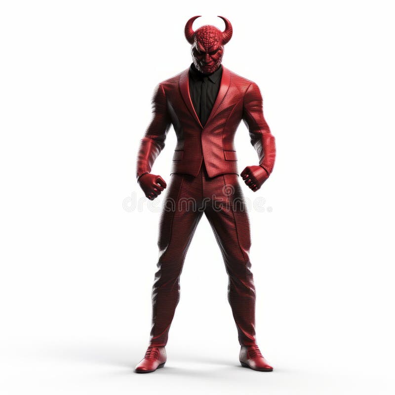 Sleek Red Devil Man: Highly Detailed Vray Tracing Pose Stock ...