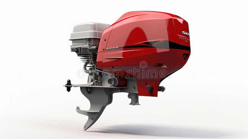 Sleek Red Outboard Motor Isolated on White Background Image Stock ...