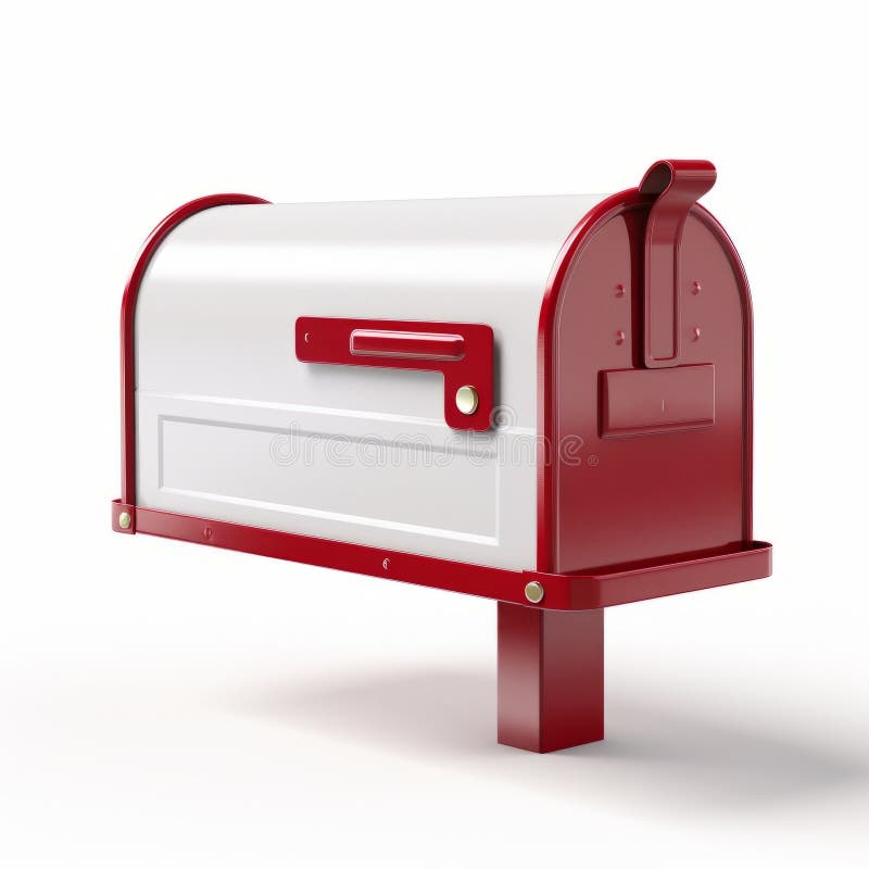 Sleek Red and White 3d Mailbox on White Background Stock Illustration ...