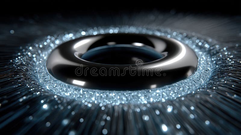 A Sleek, Reflective Metal Ring Surrounded by a Stream of Sparkling ...