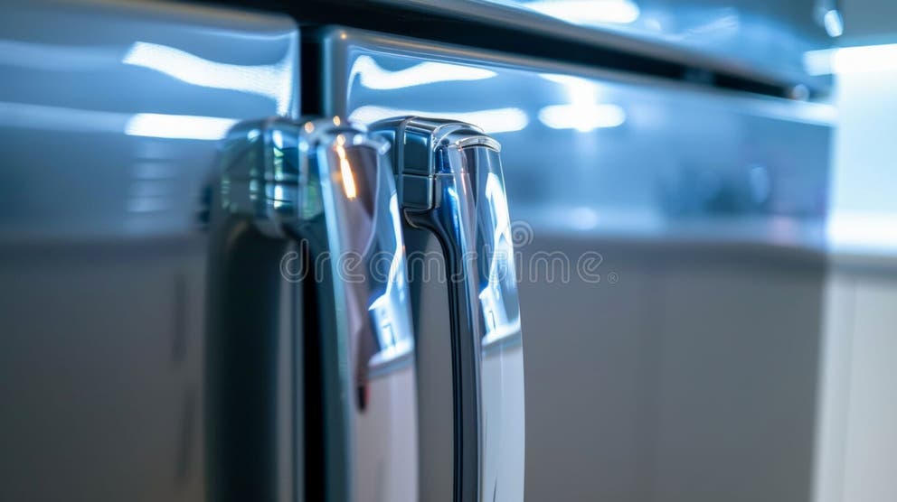 Sleek Refrigerator Handles in a Modern Kitchen Setting. Generative Ai ...