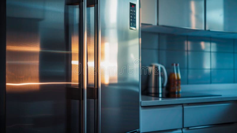 Sleek Refrigerator Handles in a Modern Kitchen Setting. Generative Ai ...