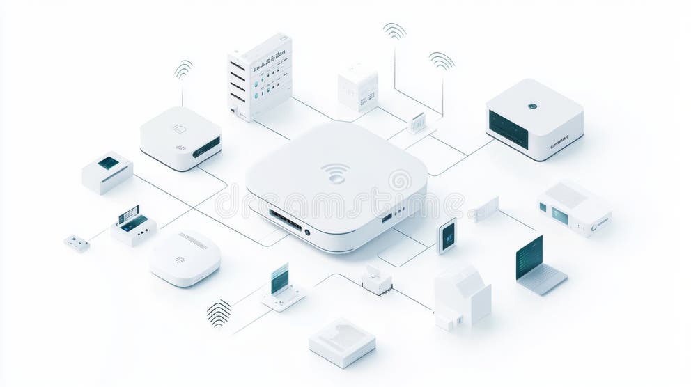 A Sleek Representation of a Smart Home Ecosystem. Various Connected ...