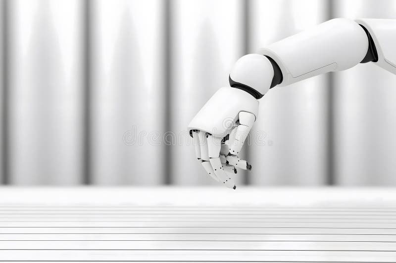 A Sleek Robotic Arm with a Minimalist White Design Reaching Downward ...