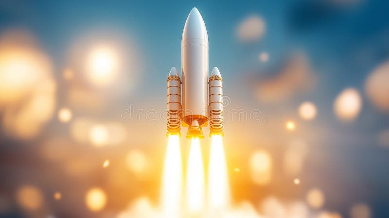 A Sleek Rocket Ascends through the Clouds, Representing Ambitious ...