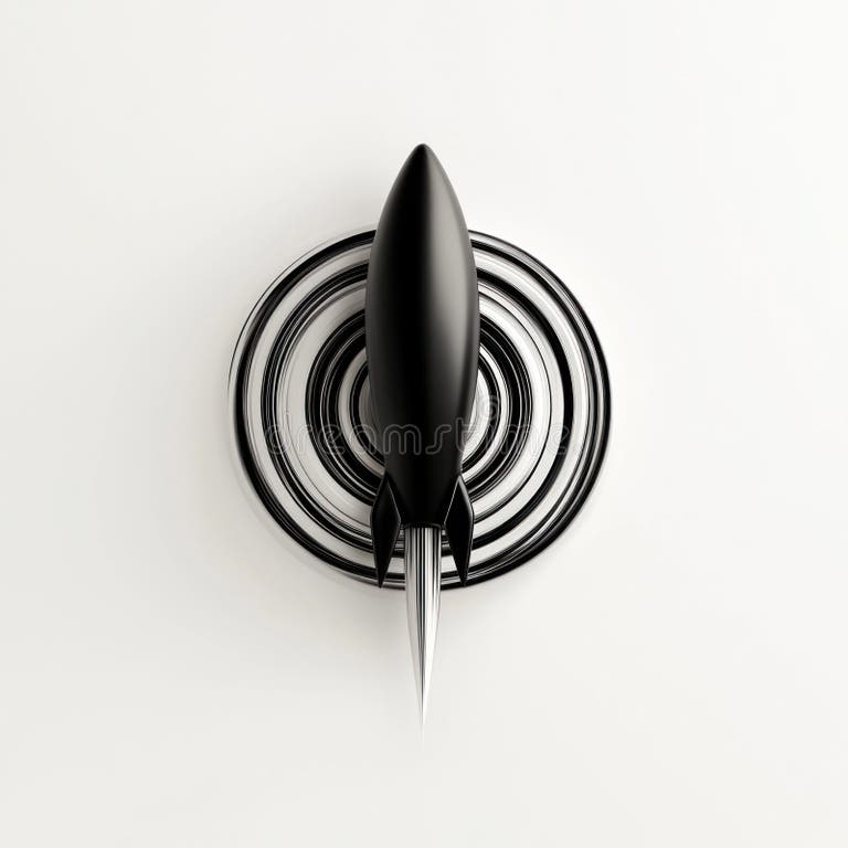 Sleek Rocket on Circular Rings Stock Illustration - Illustration of ...
