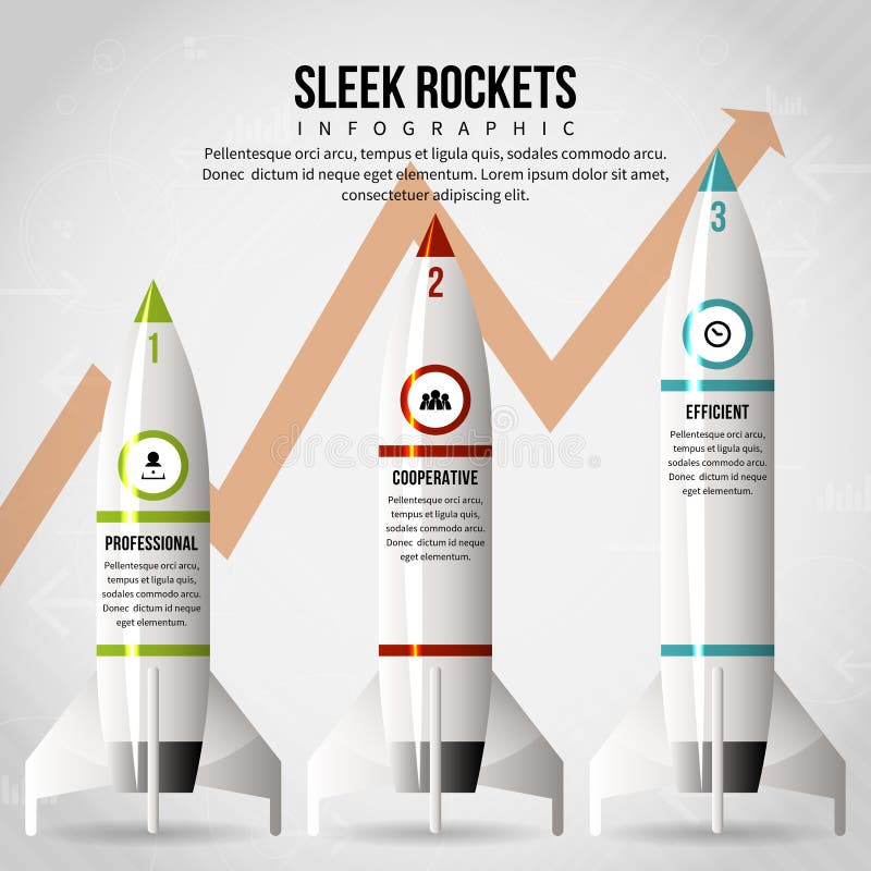 Sleek Rocket Infographic stock vector. Illustration of segment - 93143432