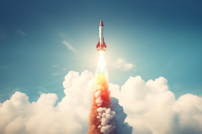 Sleek Rocket Launch Minimalistic. Generate Ai Stock Illustration ...