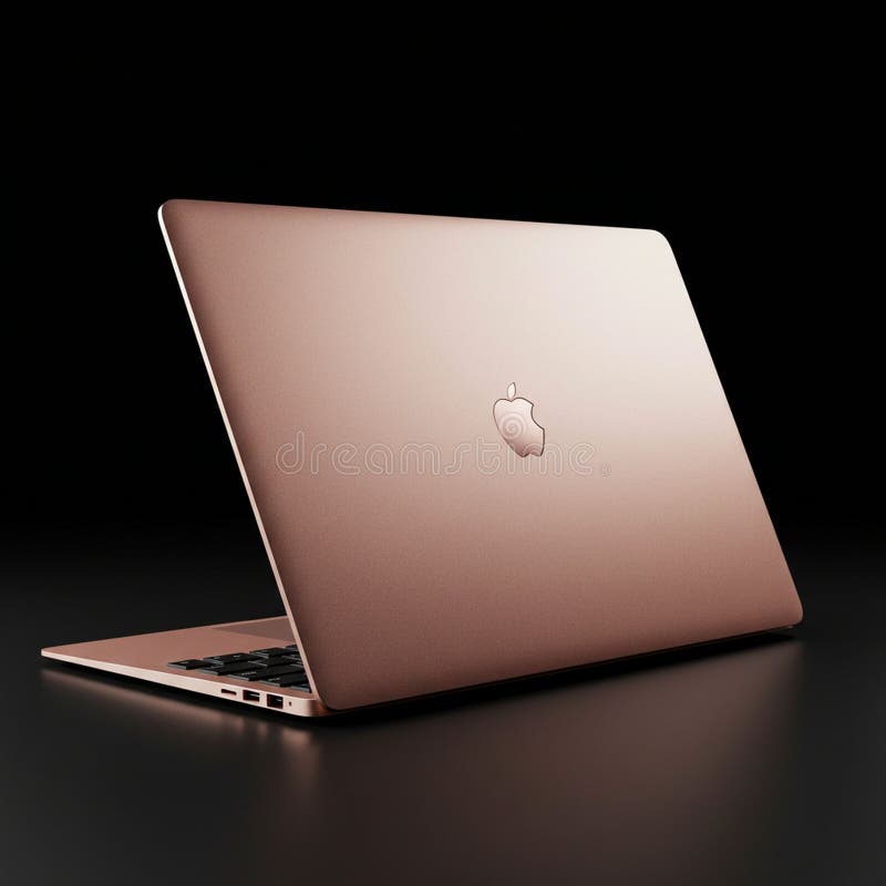 A Sleek, Rose Gold Laptop with a Reflective Surface Sits Open Against a ...