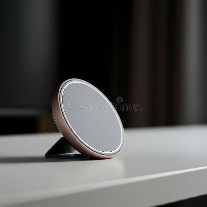 A Sleek, Round Wireless Charging Pad with a Metallic Edge Sits Angled ...