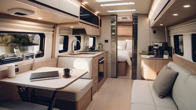 Sleek rv interior stock illustration. Illustration of light - 321089347
