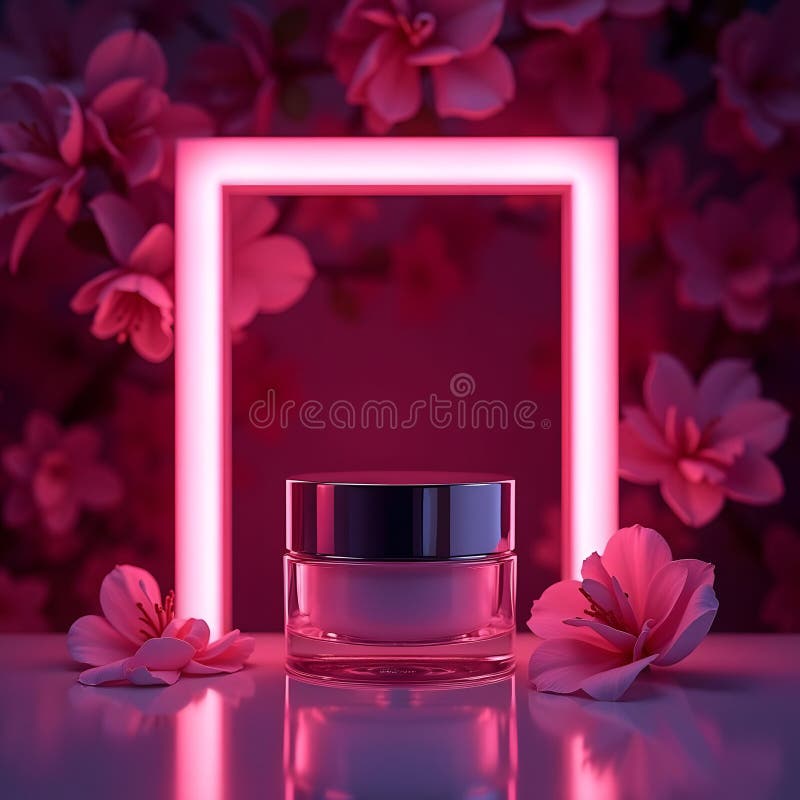 Magenta Bloom: Neon-Lit Beauty Showcase in Sleek Frame Stock ...