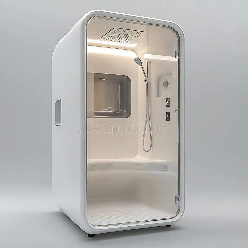 Sleek Self-Contained Shower Unit with Ambient Lighting Stock ...
