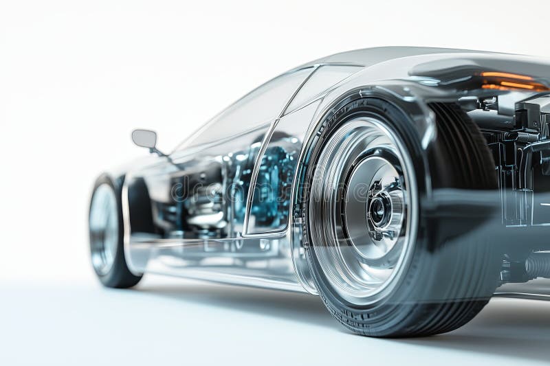Sleek, Semi Transparent Modern Hydrogen Car with Its Engine and ...