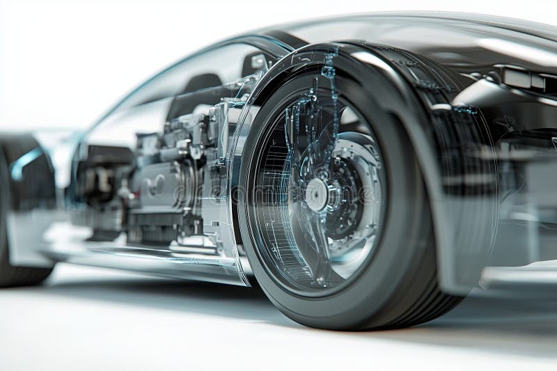 Sleek, Semi Transparent Modern Motorcycle with Its Engine and ...