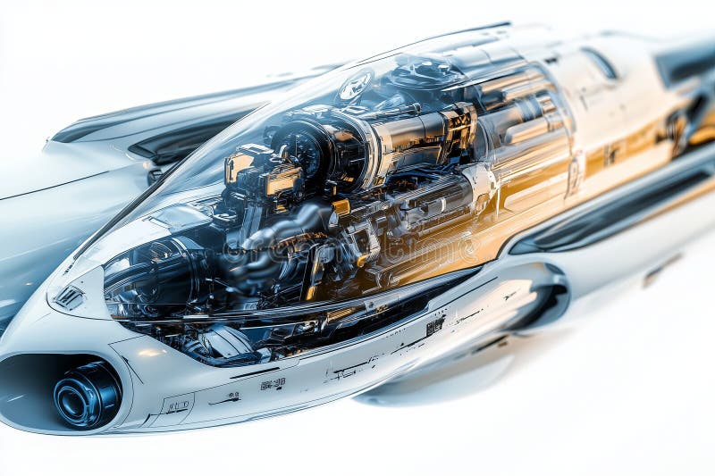Sleek, Semi Transparent Modern Motorcycle with Its Engine and ...