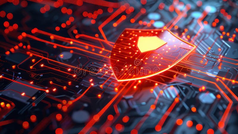 A Sleek Shield Icon Surrounded by Digital Elements Illustrates ...