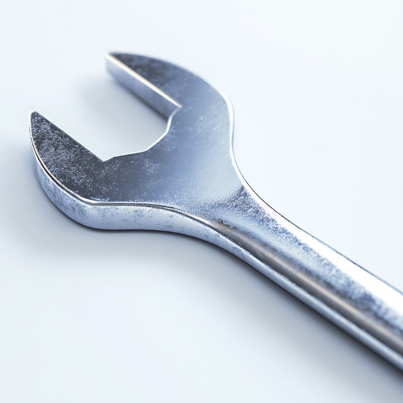 Sleek Shiny Metal Spanner on White Background Stock Photo - Image of ...