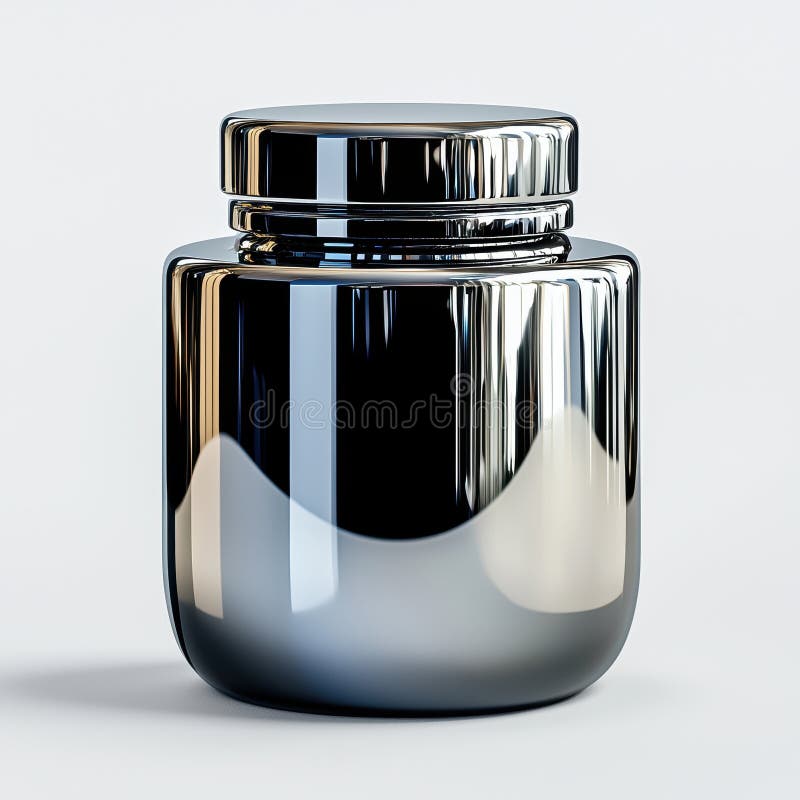 Sleek and Shiny Metallic Jar with Reflective Surface on Minimal ...