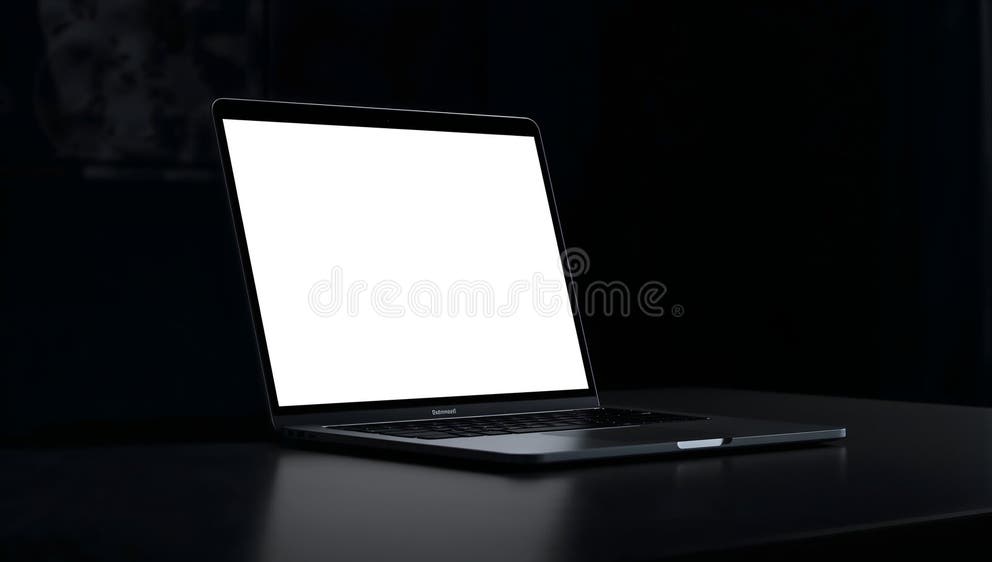 Side View Laptop Mockup with Blank Screen Stock Illustration ...
